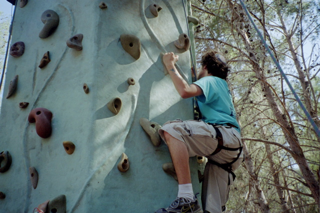 Nathan rock-climbing at the USY Event